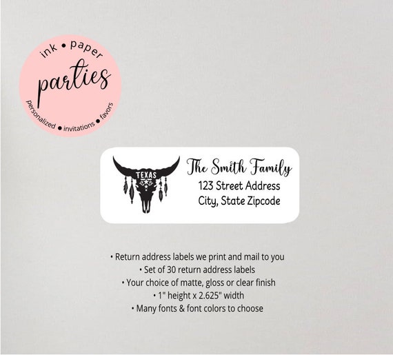 Texas Longhorn State Return Address Labels Personalized Custom - Etsy