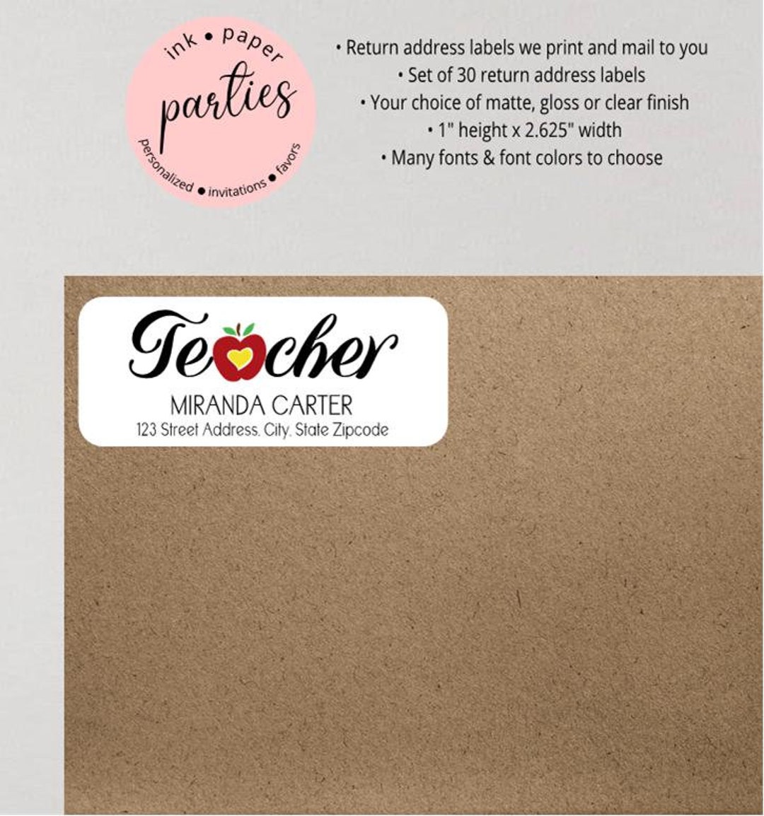 Teacher Address Labels - Class of Your Year - Graduation Announcements Return Address Label ...