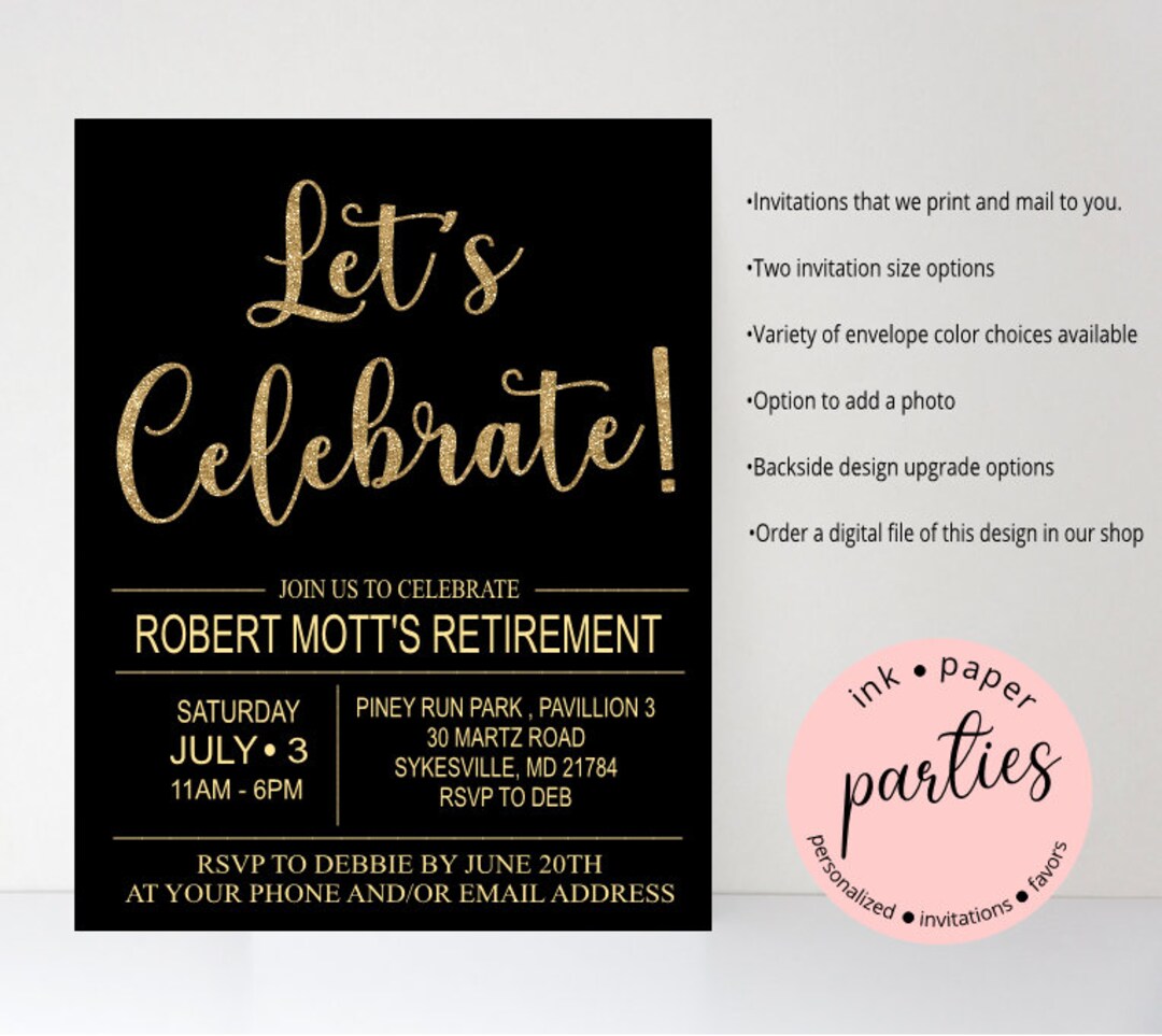 Retirement Retired Party Invitations Invites Announcement Personalized ...