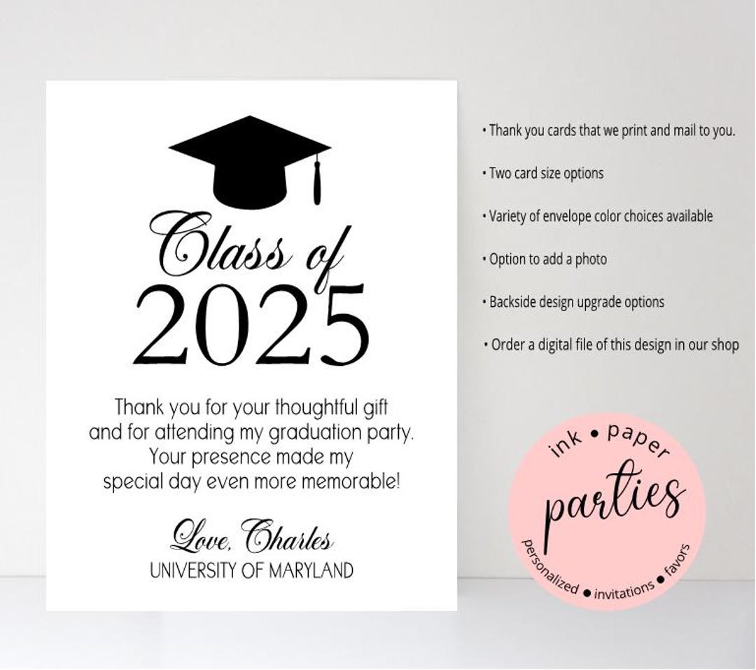 Graduation Thank You Cards - Graduate Thank You Note Card - Photo Thank ...