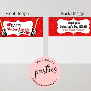 Guitar Rock N Roll Rock Star Valentine's Day Kids Valentine Candy Goody ...