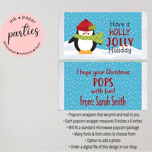 Holiday Christmas Penguin Popcorn Party Wrappers Favors ~ We Print and ...