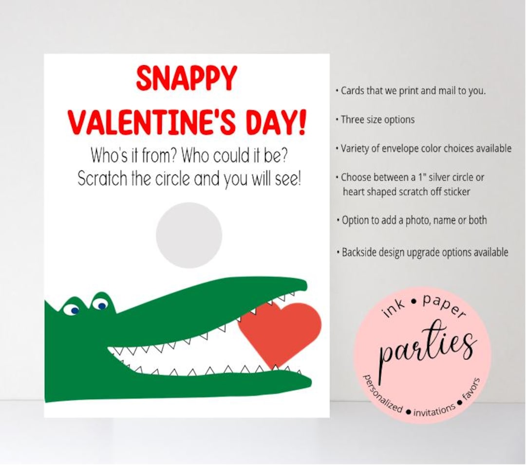 Alligator Crocodile Valentine Card - Valentine's Day Cards - Classroom ...