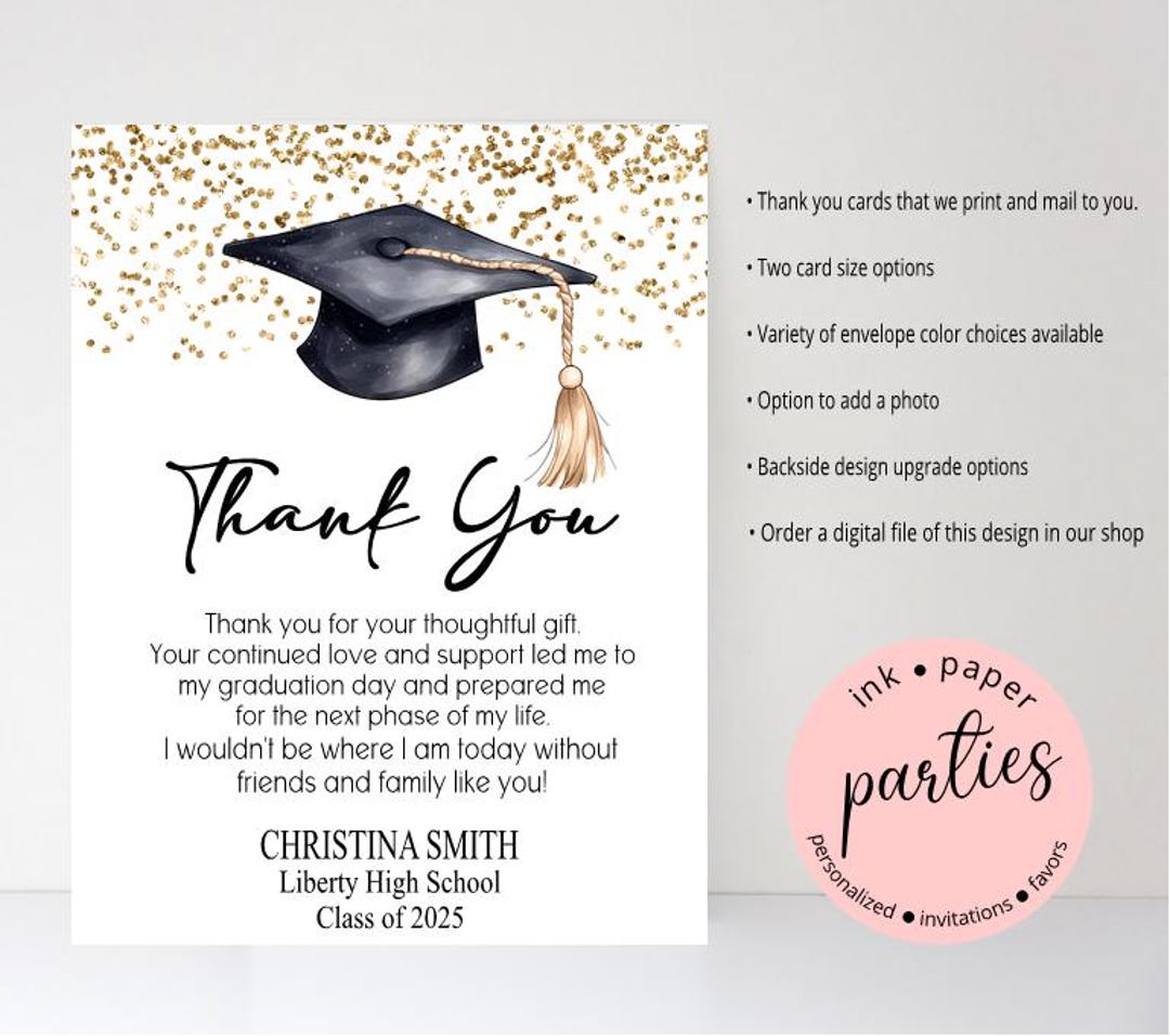 Graduation Thank You Cards - Graduate Thank You Note Card - Photo Thank ...