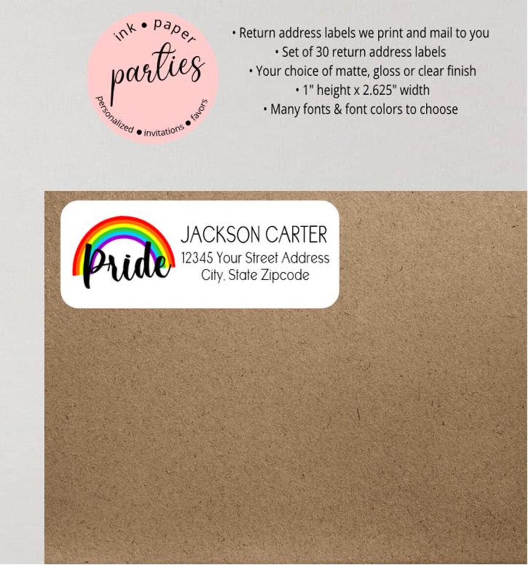 LGBTQ Gay Lesbian Pride Rainbow Love Return Address Labels Personalized ...