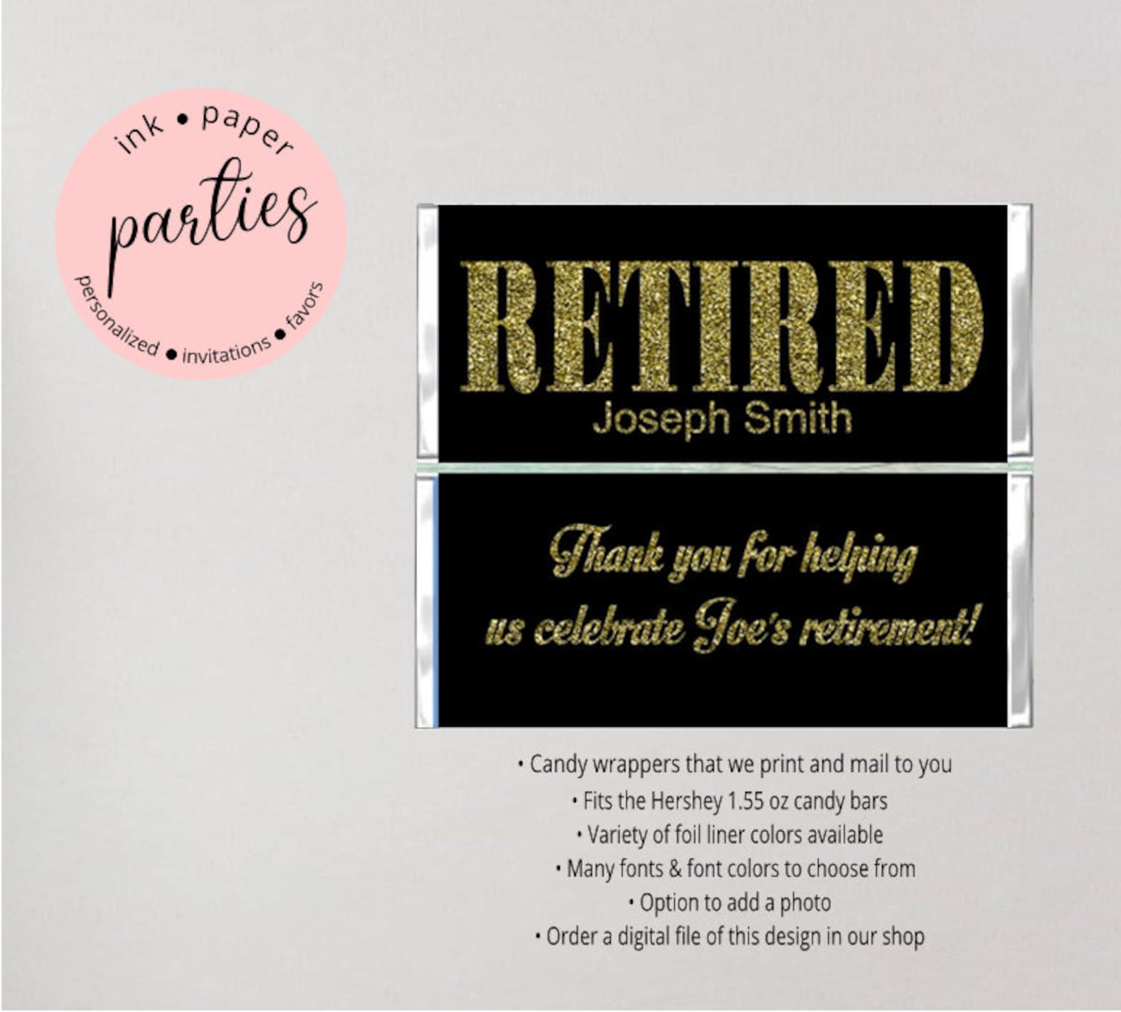 Retirement Retired Party Candy Wrappers Favors Personalized - Etsy