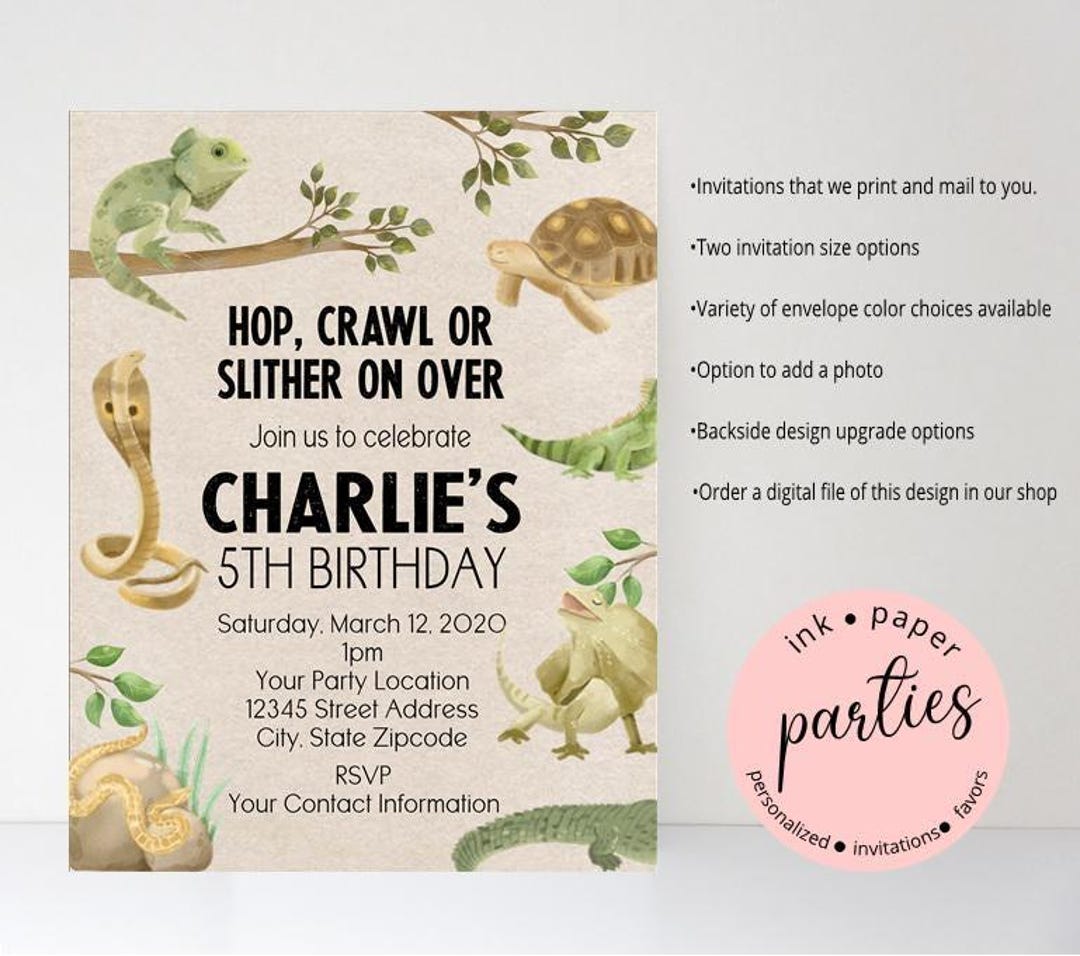 Reptile Invitations - Amphibian Invitations - Snake, Lizard, Alligator ...