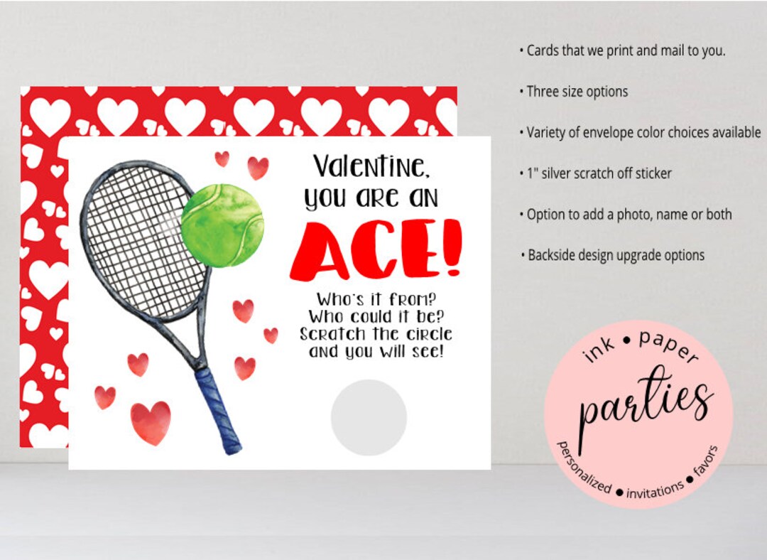 Tennis Ball Sports Valentine's Day Kids Valentine Scratch off Cards ...
