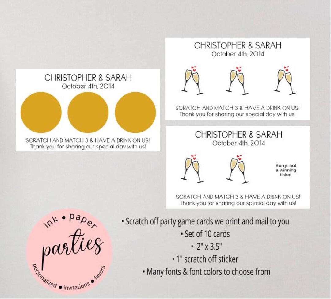 Wedding Favor Drinks Token - Guest Favors Drink Voucher - Bridal Shower ...