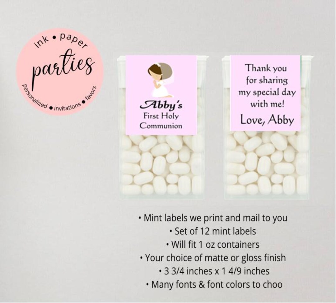 First Communion any Color Background Party Candy Mints Mint Labels ...
