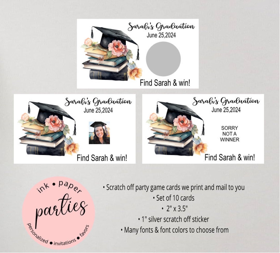 Your Photo Graduation Graduate Diploma Party Scratch off Tickets Cards ...