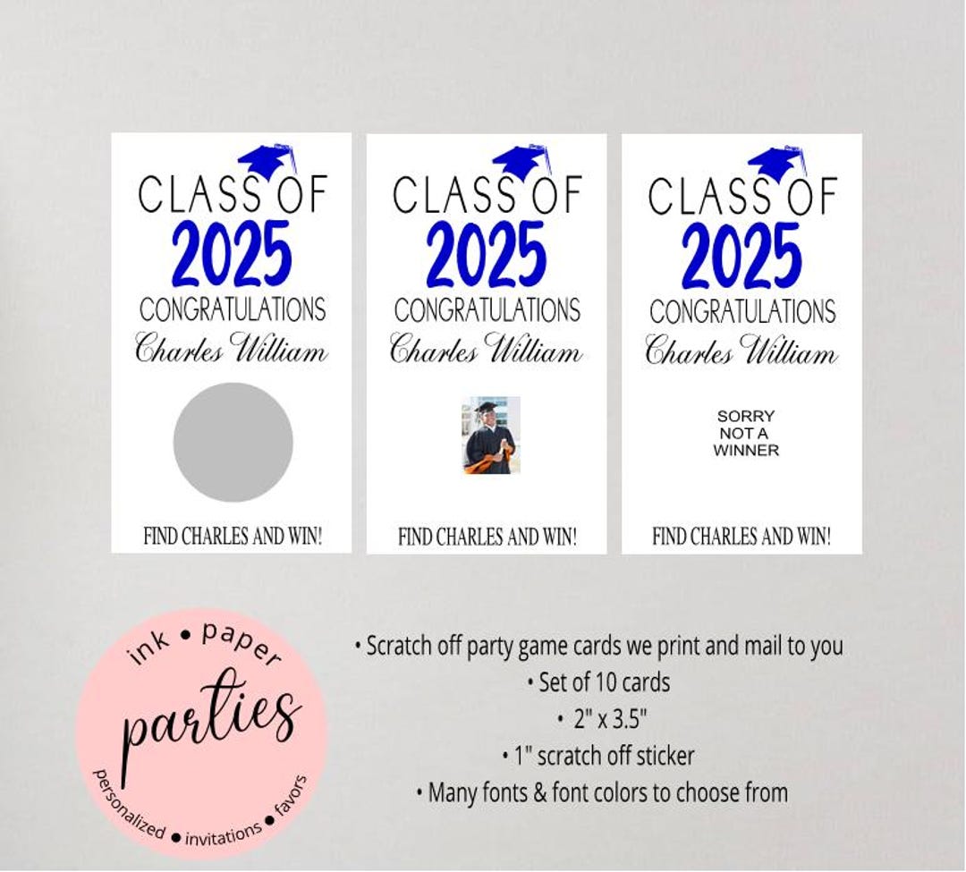 Graduation Graduate Scratch off Cards - Your Photo - Graduation Game ...