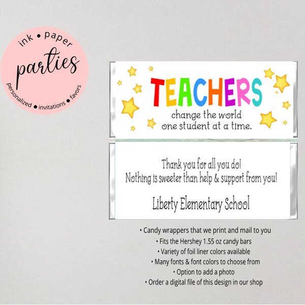 Candy Bar Wrapper Teacher Appreciation - Etsy