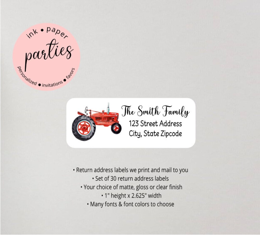 Farm Tractor Return Address Labels Personalized Custom We Print and ...