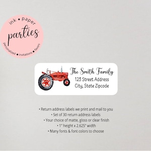 Farm Tractor Return Address Labels Personalized Custom We Print and ...