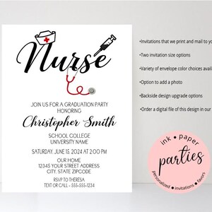 Graduation Graduate Nurse Nursing School Party Invitations Invites ...