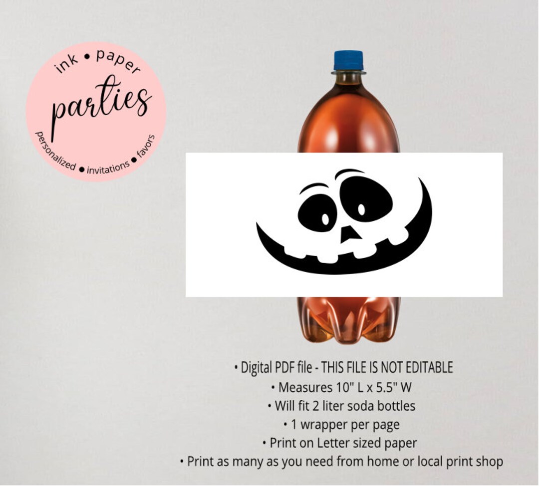 Printable Halloween Ghost Soda Bottle Wrappers Party Favors Favor ...