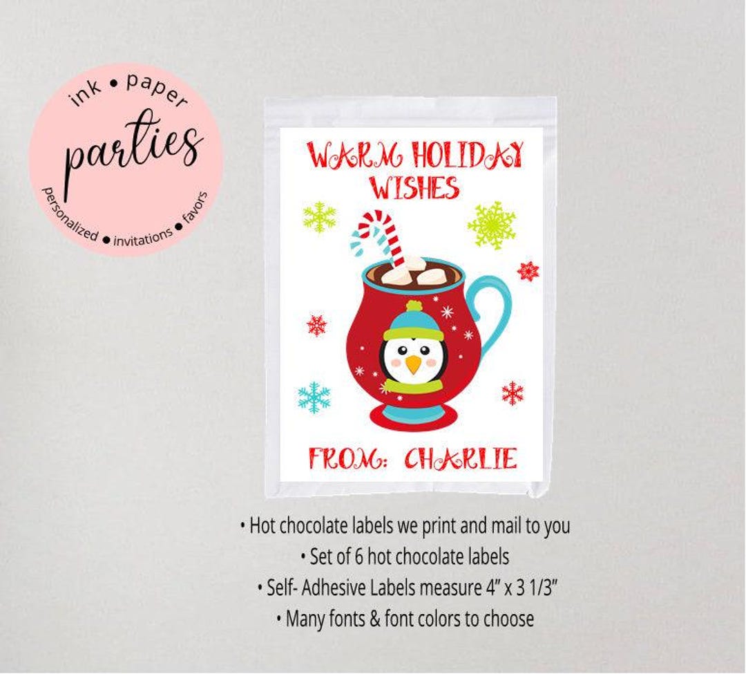 Christmas Holiday Snowflakes Candy Sweets Hot Chocolate Cocoa Labels ...