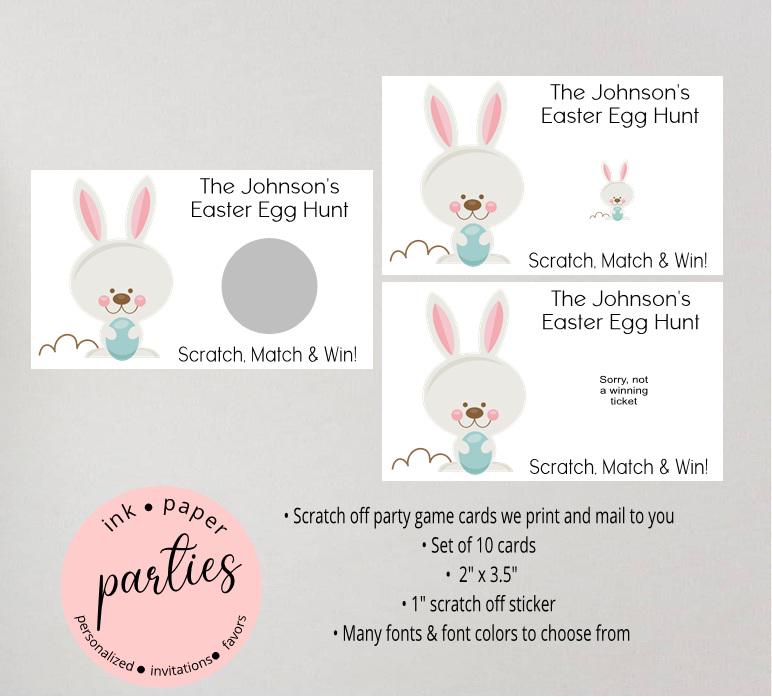 Easter Bunny Egg Hunt Spring Festival Party Scratch off Tickets Cards ...