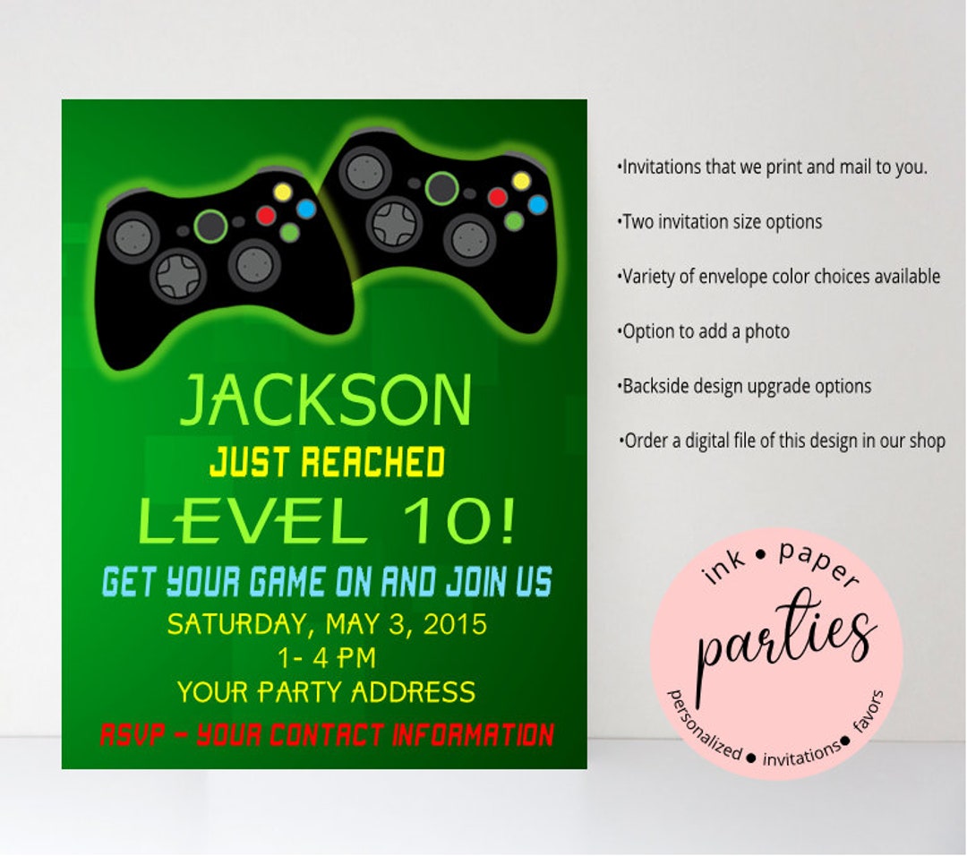Gaming Video Game Games Gamer Controller Birthday Party Invitations ...