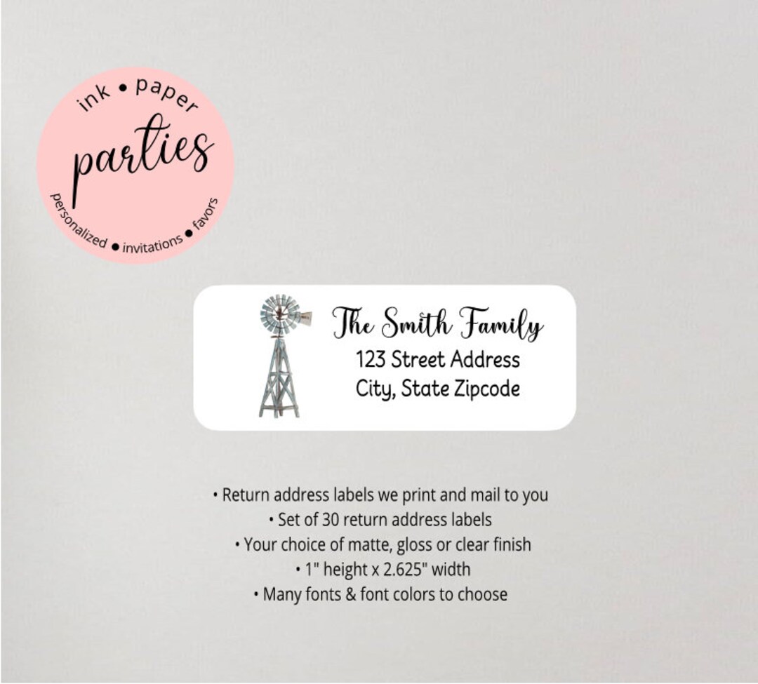 Farm Windmill Return Address Labels Personalized Custom We Print and ...