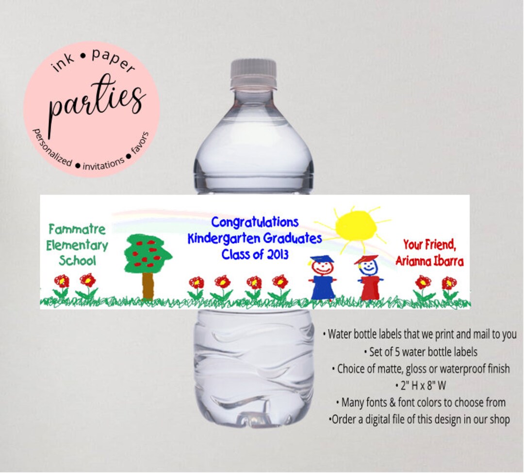 Pre-k Pre-school Kindergarten - Graduation Water Bottle Label ...