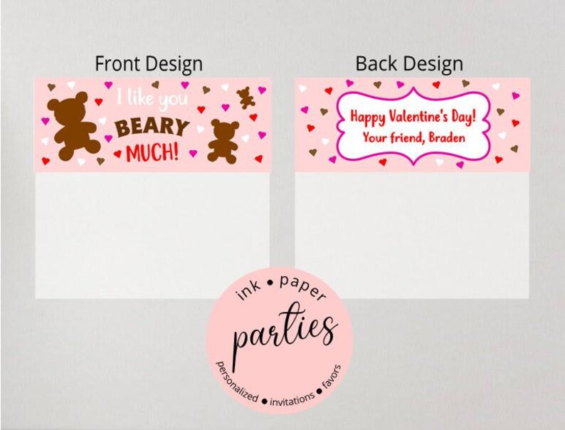 Teddy Bear Hearts Valentine's Day Kids Valentine Candy Goody Party ...