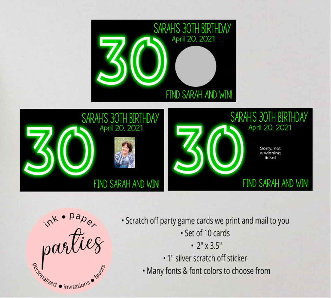 Birthday ANY AGE Party Scratch off Tickets Cards Favor Favors Game We ...