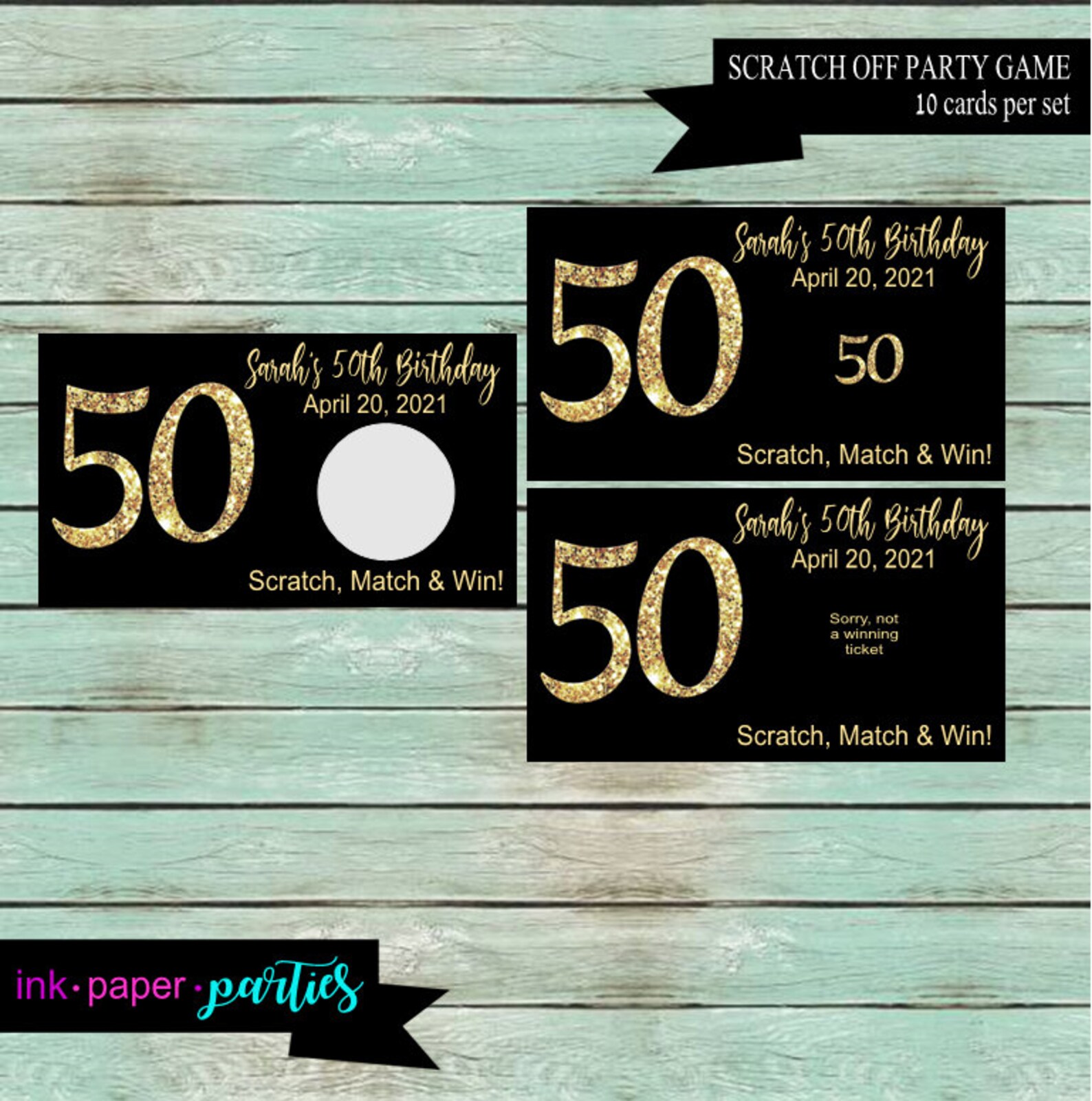 Birthday ANY AGE Party Scratch off Tickets Cards Favor - Etsy