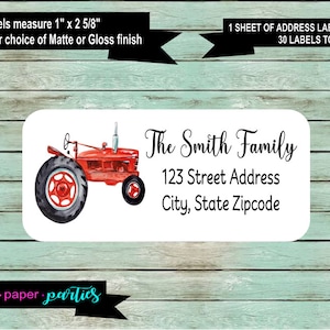 Farm Tractor Return Address Labels Personalized Custom We | Etsy