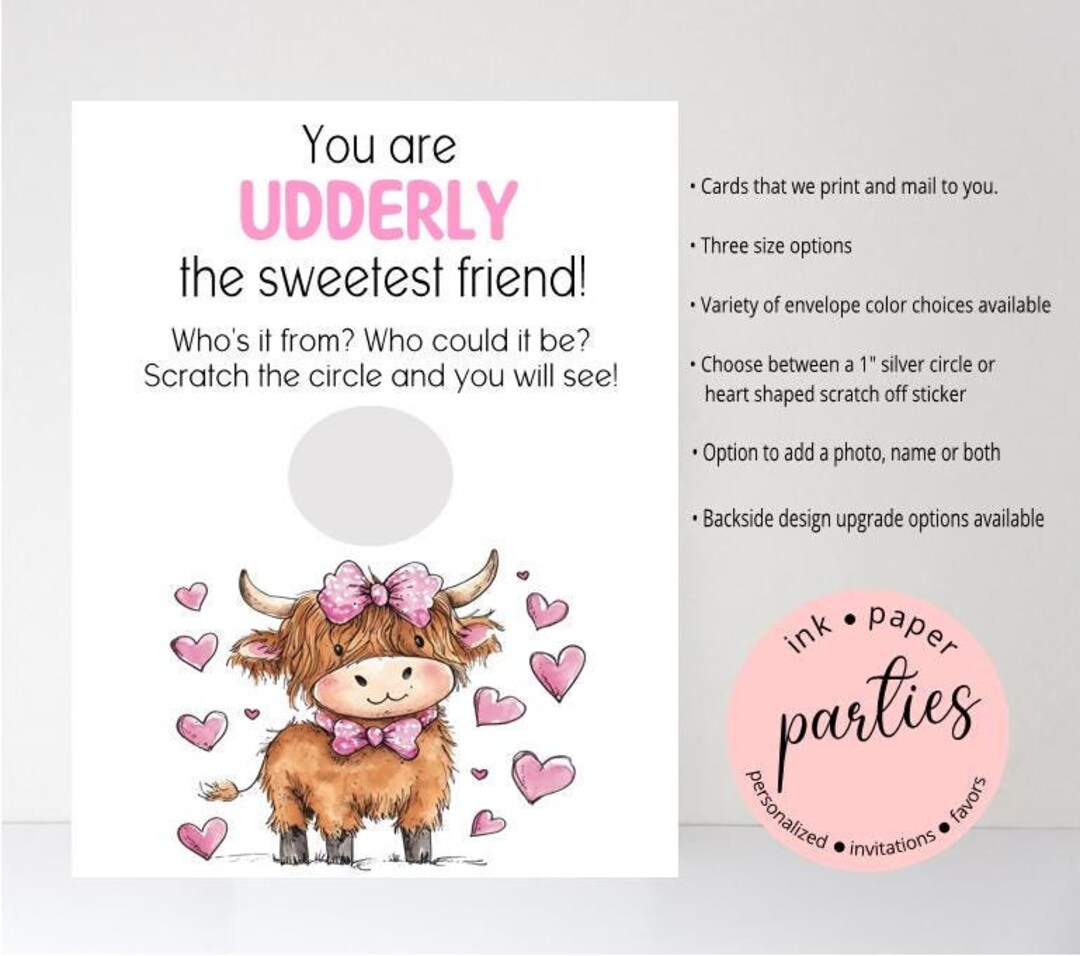 Highland Cow Valentine Card Valentine's Day Cards Classroom Valentines ...