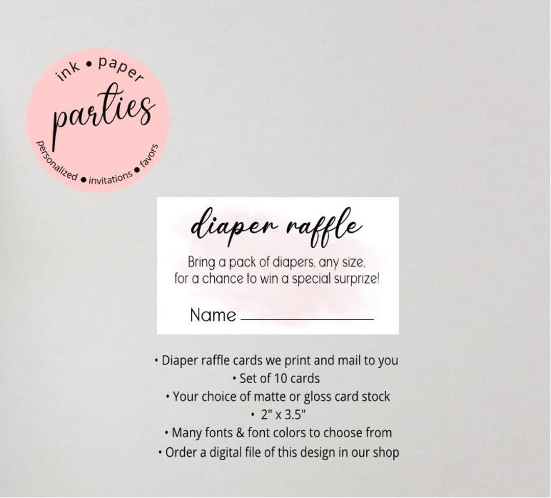 Baby Shower Diaper Raffle Cards - Diaper Raffle Card - Baby Shower ...