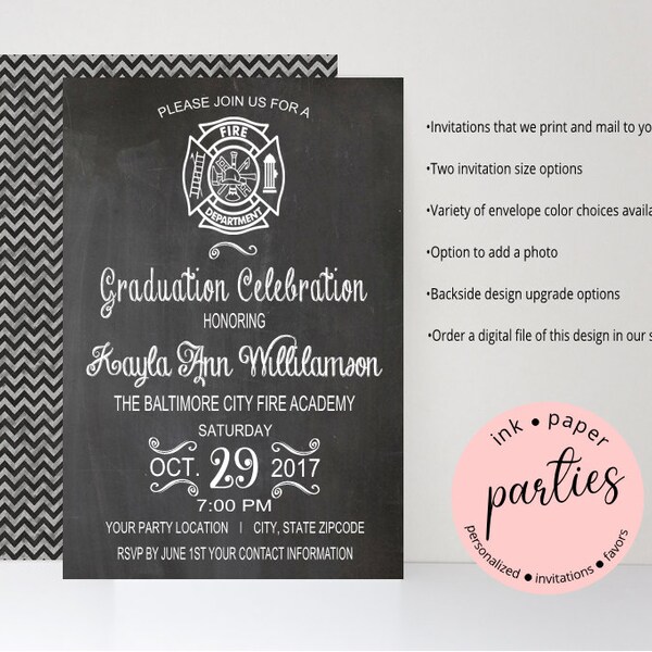 Firefighter Graduation Invitations - Etsy