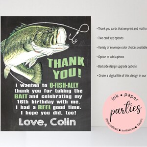 Fishing Fish Birthday Party Thank You Note Cards Personalized Custom ...