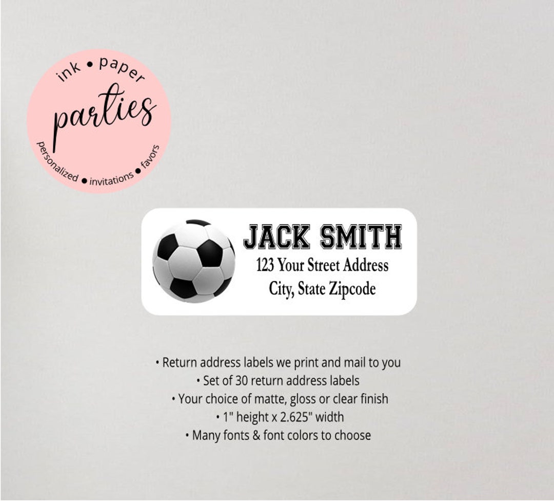 Soccer Ball Sports Return Address Labels Personalized Custom We Print ...