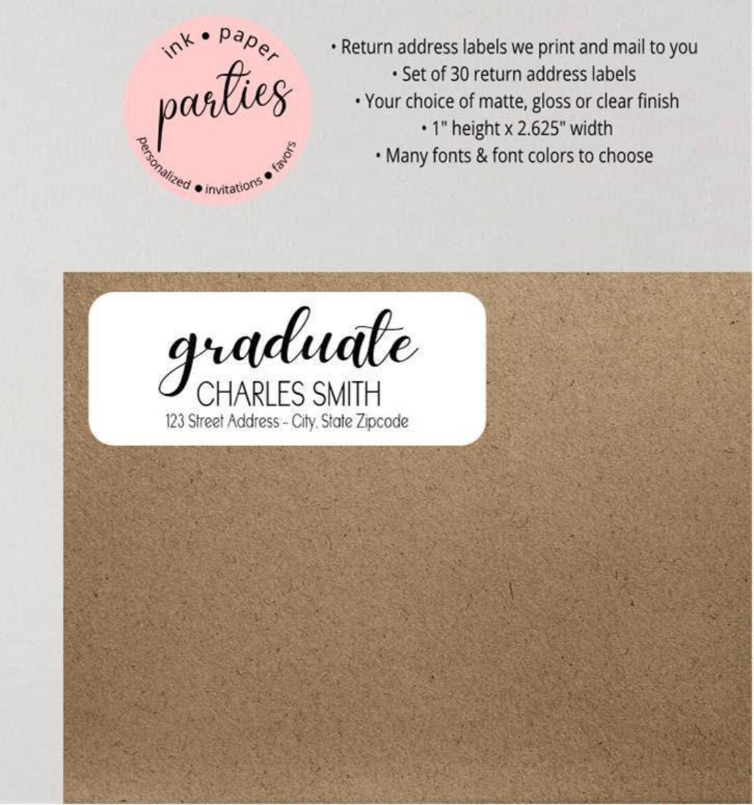 Graduation Address Labels - Class of Your Year - Graduation ...