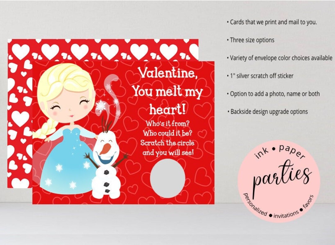 Ice Princess Snowman Valentine Card Valentine's Day Cards Classroom ...