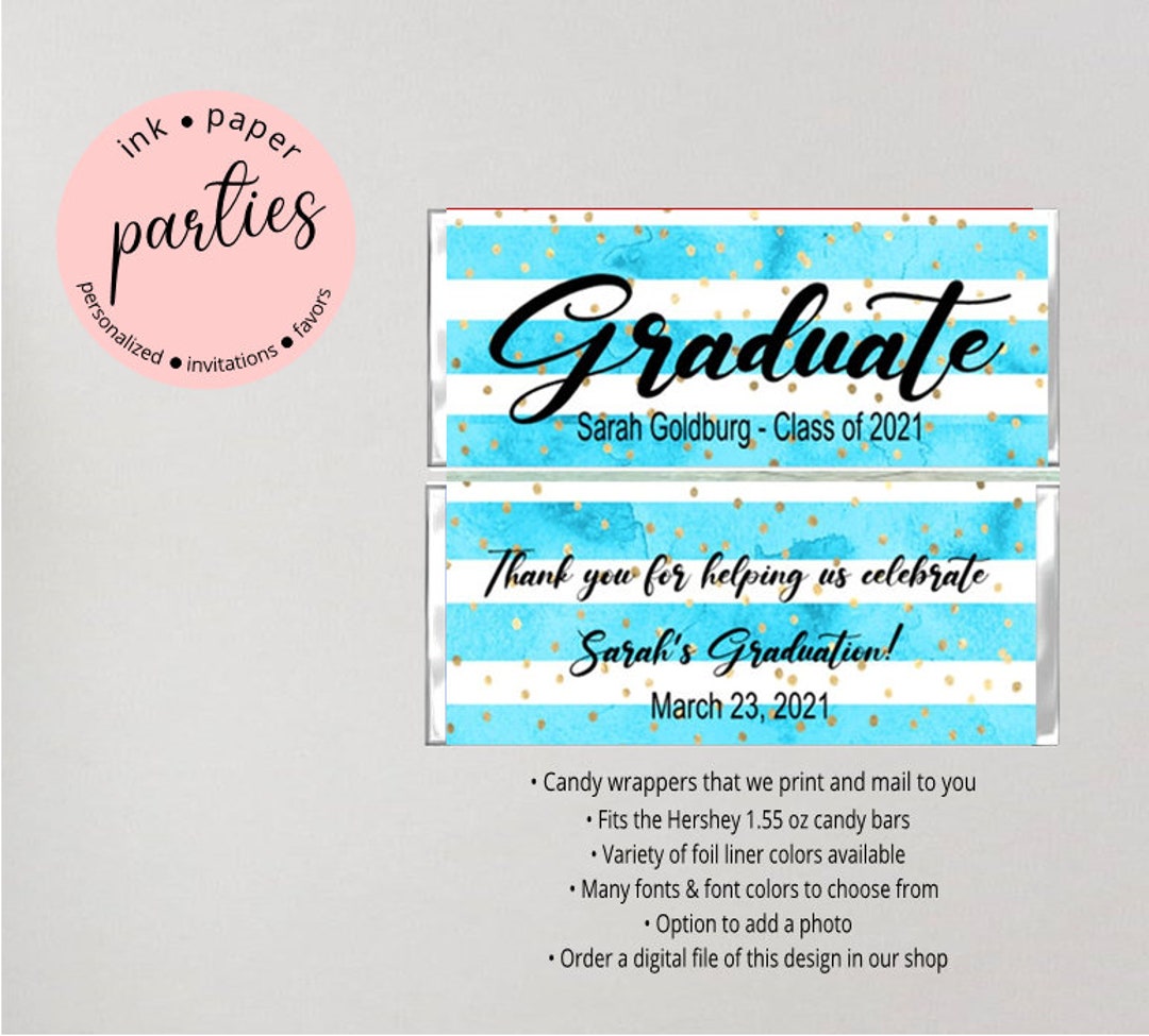 Graduation Graduate Confetti Party Candy Wrappers Favors Personalized ...