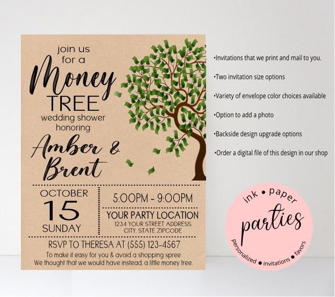 Money Tree Invitation - Bridal Shower, Couples, Co-ed Wedding Shower ...