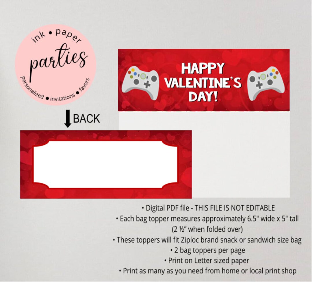 Video Game Gaming Valentine's Day Kids Valentine Candy Goody Party ...