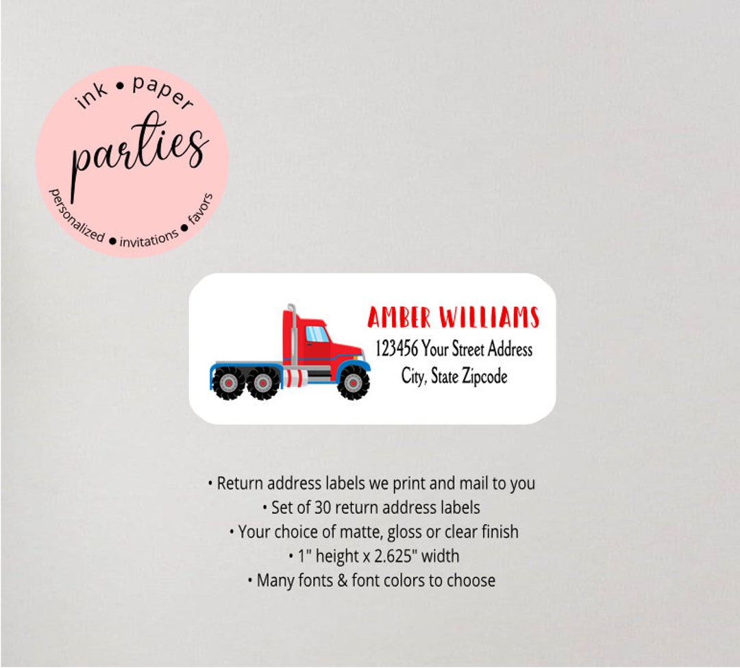 Truck Semi Tractor Trailer Return Address Labels Personalized Custom We ...