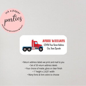Truck Semi Tractor Trailer Return Address Labels Personalized Custom We ...