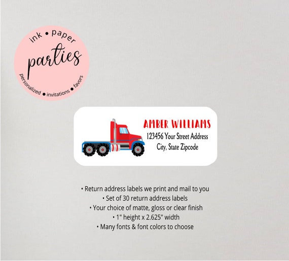 Truck Semi Tractor Trailer Return Address Labels Personalized - Etsy