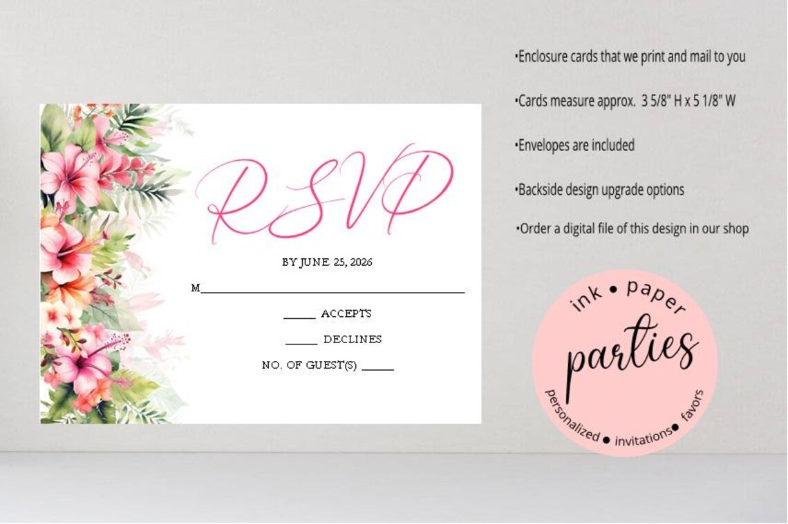Luau RSVP Cards - QR Code Response Card - Tropical Wedding Reply Card ...