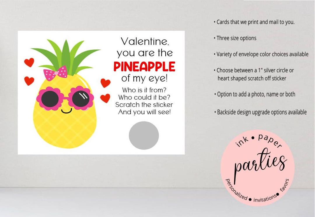 Pineapple Valentine Card - Valentine's Day Cards - Classroom Valentines ...