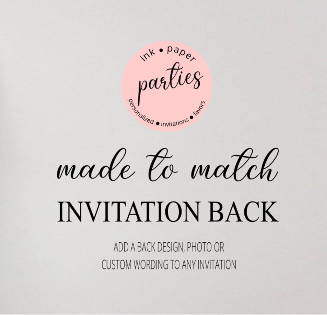 Add A Back to Any of My Invitations Available in My Shop - Etsy