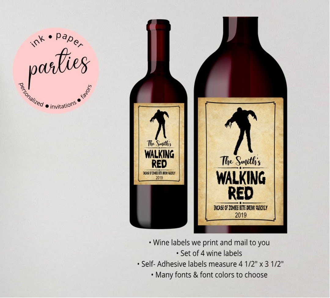 Halloween Zombie Wine Labels Wrappers Party Favors Favor Personalized ...