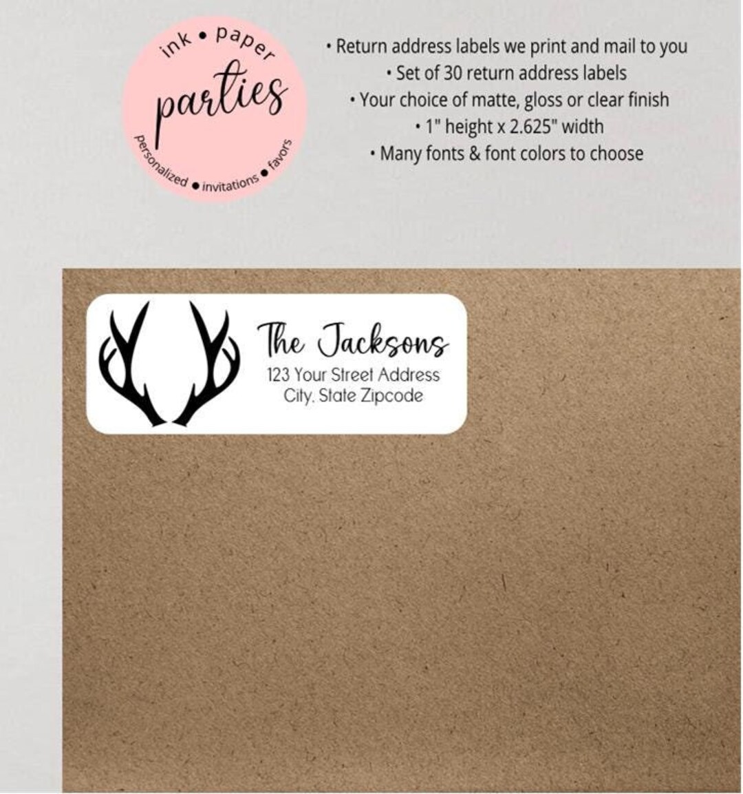 Deer Antlers Hunting Hunter Wedding Rustic Return Address Labels ...