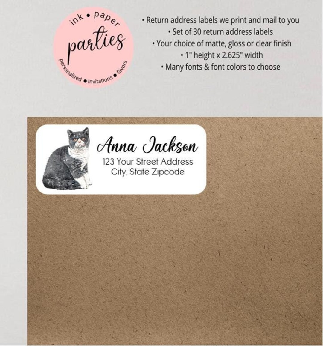 Cat Kitten Cats Pets Animals Return Address Labels Personalized Custom ...