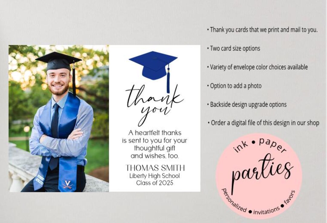 Graduation Thank You Cards - Graduate Thank You Note Card - Photo Thank ...